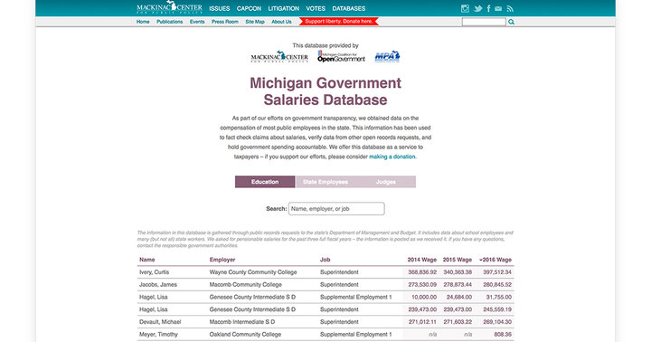 Michigan Government Salaries Database Shows Value of Transparency ...