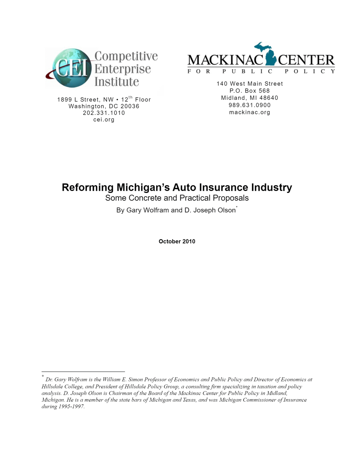 Reforming Michigan’s Auto Insurance Industry – Mackinac Center