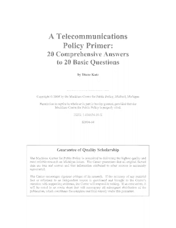 A Telecommunications Policy Primer – Mackinac Center