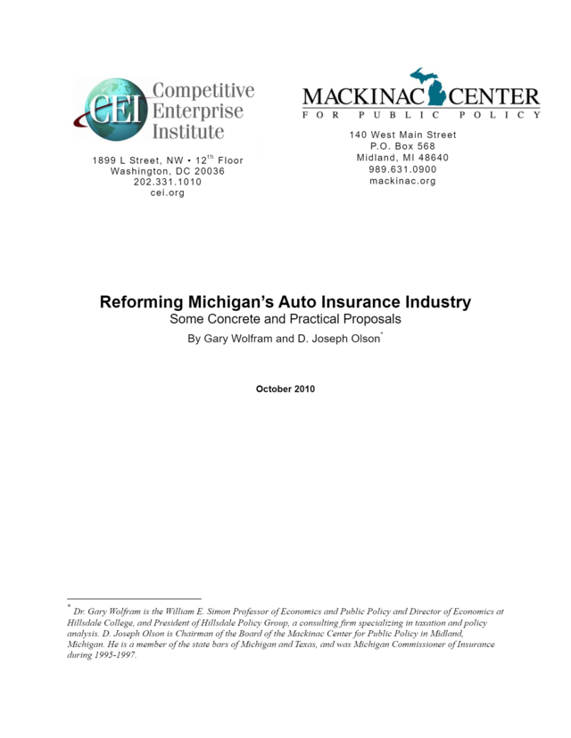 End Unlimited PIP – Reforming Michigan’s Auto Insurance Industry ...