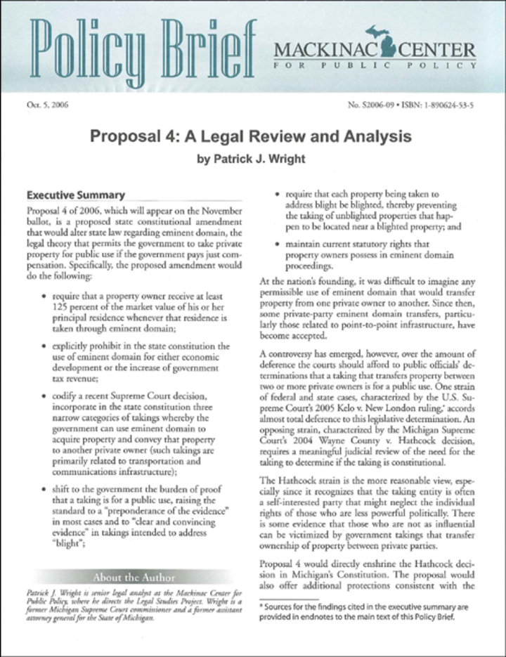 Executive Summary – Proposal 4: A Legal Review and Analysis – Mackinac ...